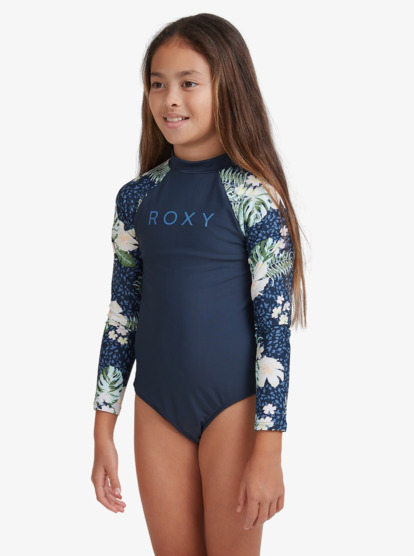 Girls 8 14 Floral Long Sleeve Upf 50 One Piece Rash Vest Roxy